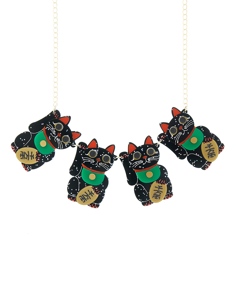 Many Many Galaxy Maneki Nekos Necklace La Vidriola