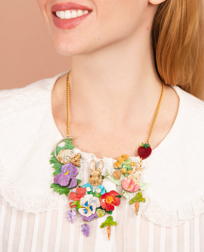 Floral Joy with Peter Rabbit Statement Necklace – La Vidriola