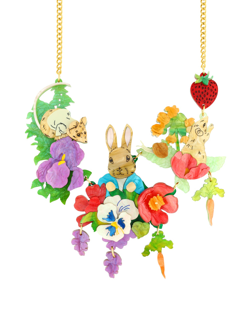 Floral Joy with Peter Rabbit Statement Necklace – La Vidriola
