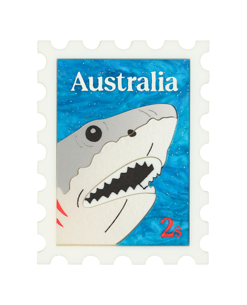 Great White Shark in Australia Stamp Brooch – La Vidriola