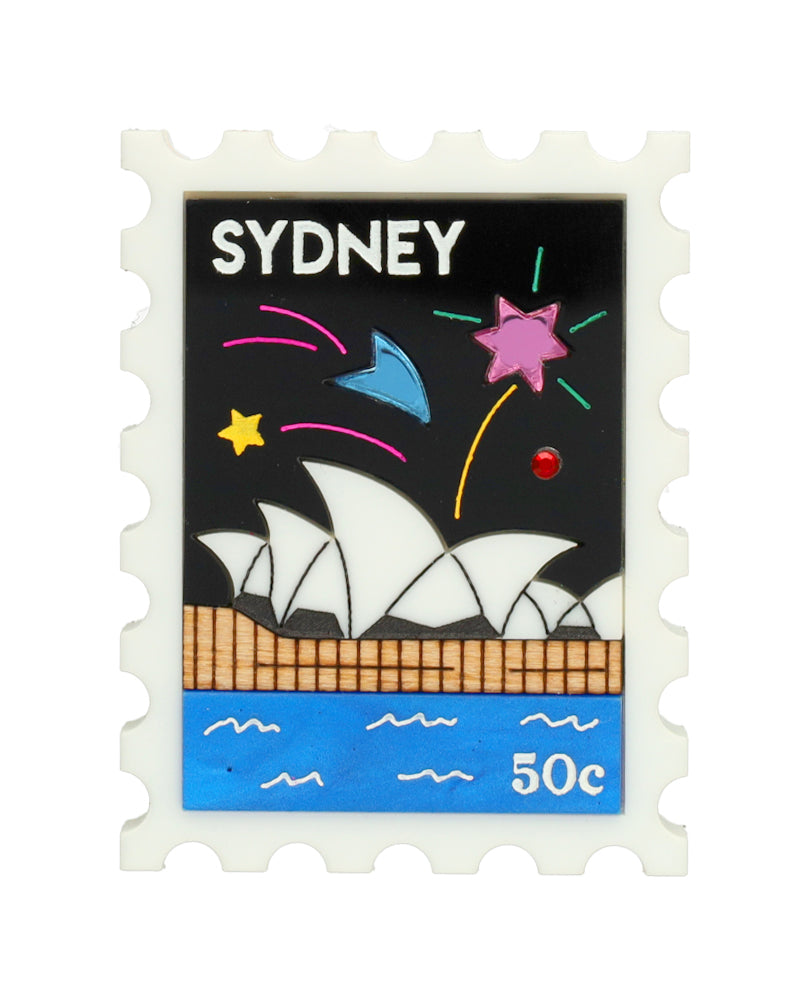 Let’s Celebrate in Sydney Stamp Brooch – La Vidriola
