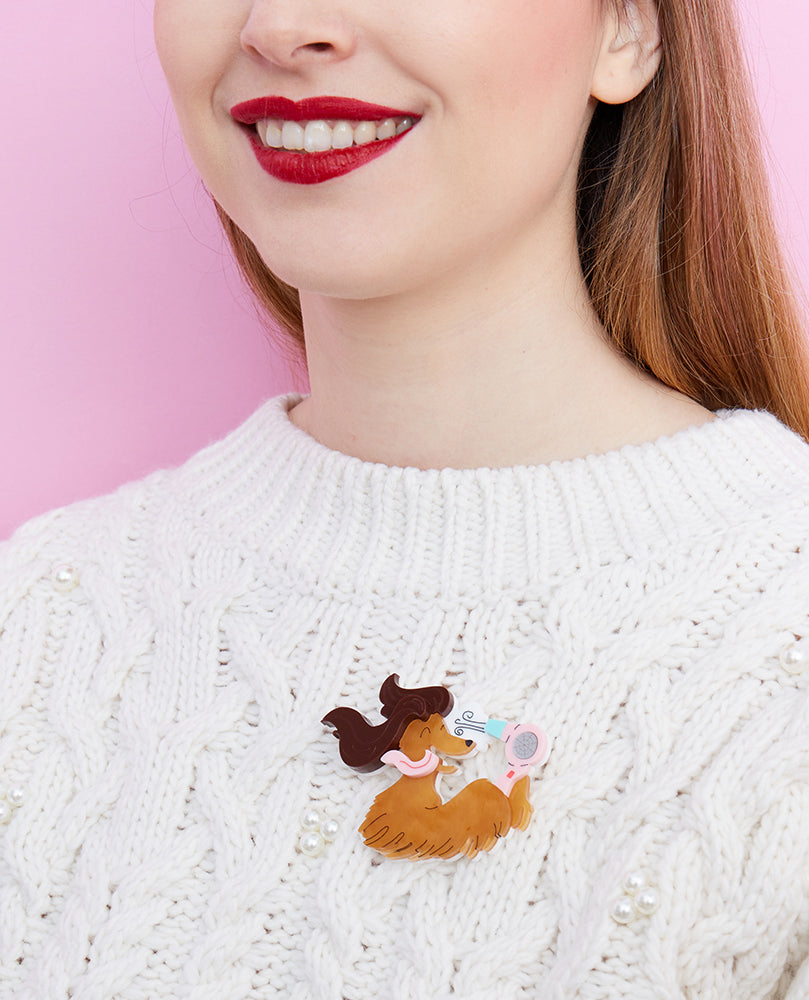 Long Luscious Doggy Locks Brooch – La Vidriola