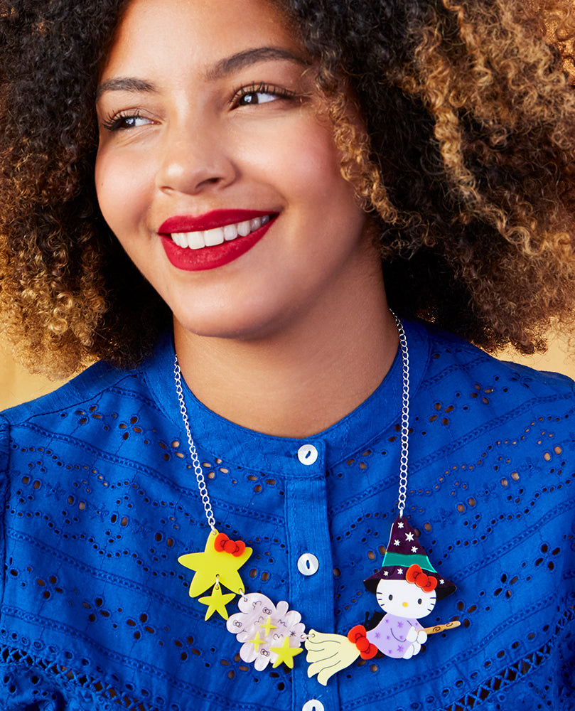 Witchy Hello Kitty on a broom necklace – La Vidriola